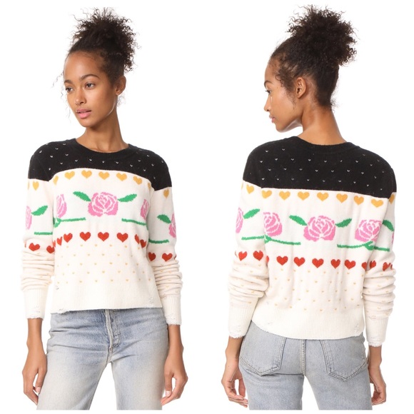 Wildfox | Sweaters | Nwt Wildfox Rose Fair Isle Heart Sweater | Poshmark
